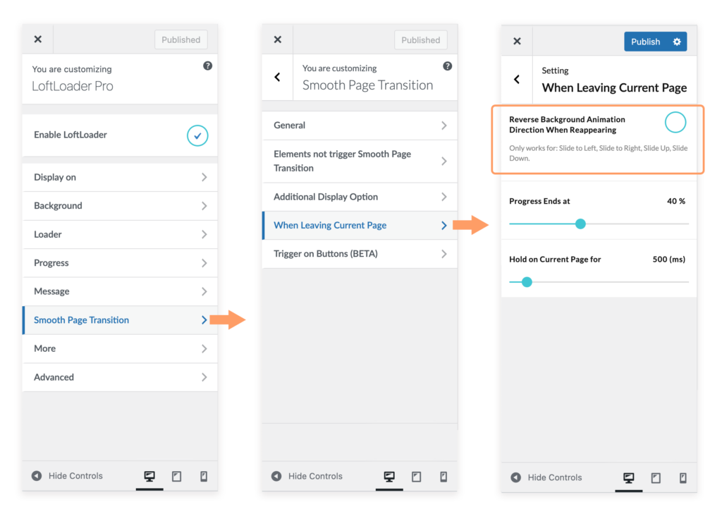 When Leaving Current Page – LoftLoader Pro Documentation