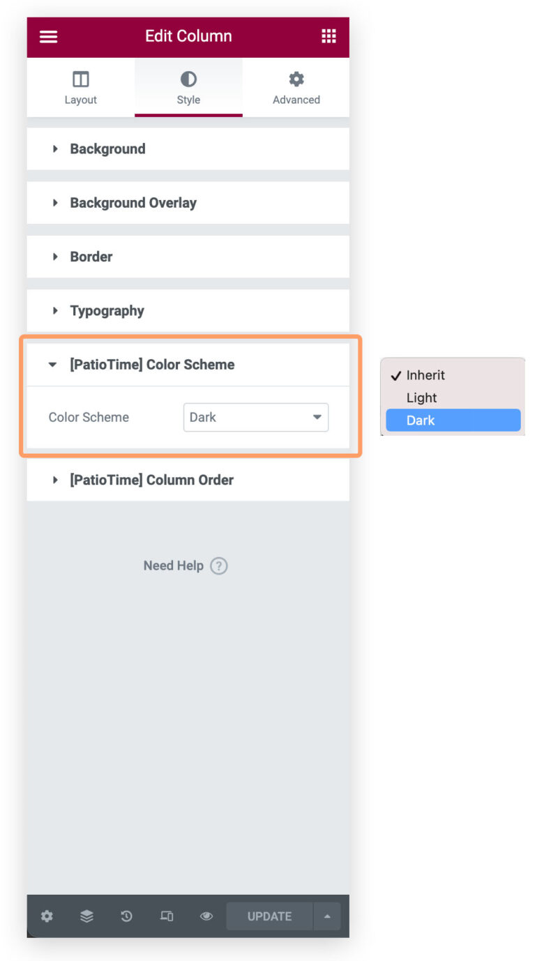 Column Color Scheme Setting – PatioTime Knowledge Base