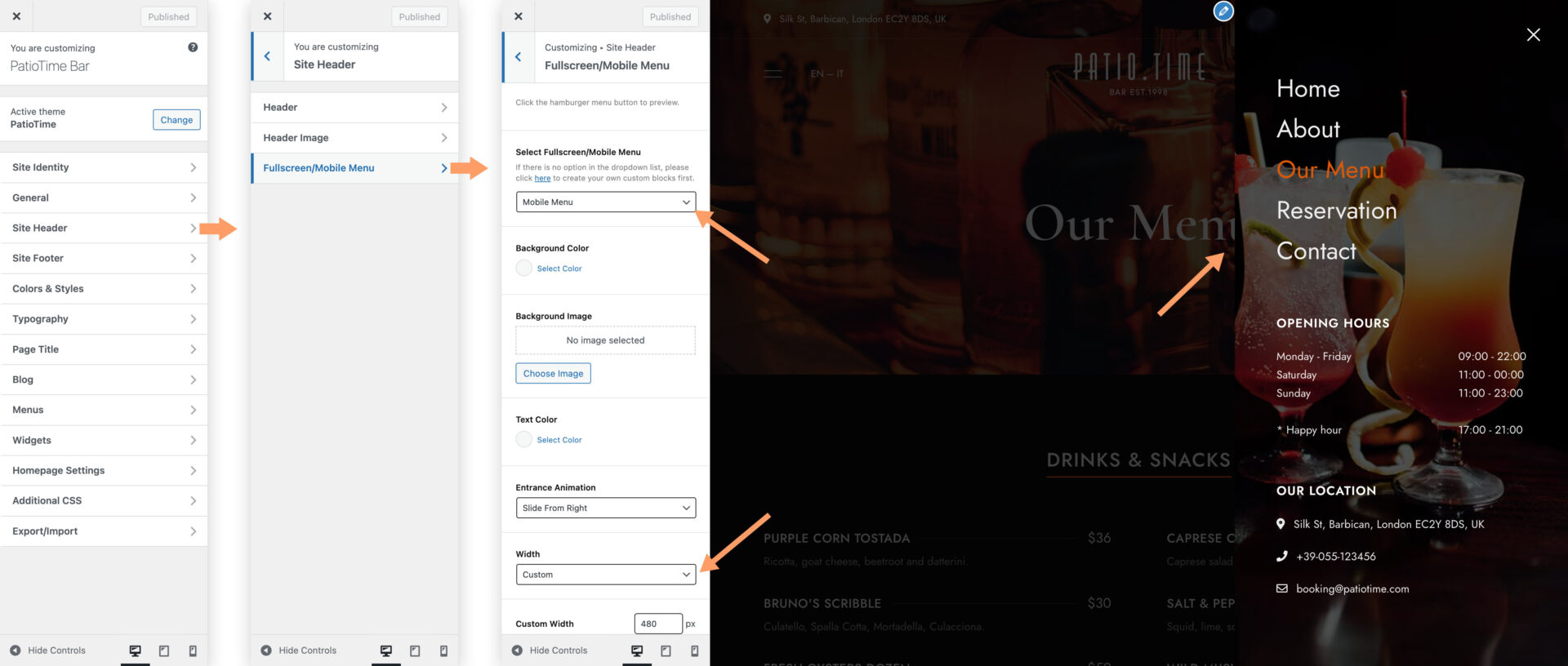 How to set up custom mobile menu – PatioTime Knowledge Base