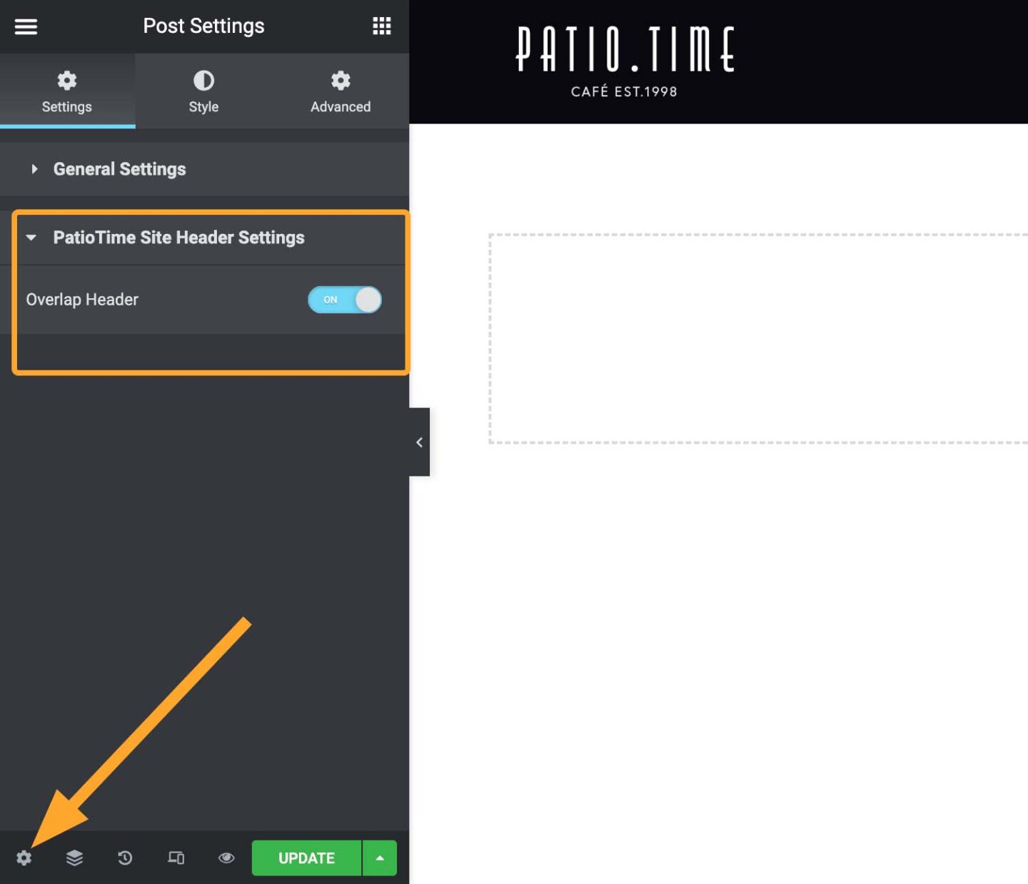 How to make site header transparent and overlap – PatioTime Knowledge Base