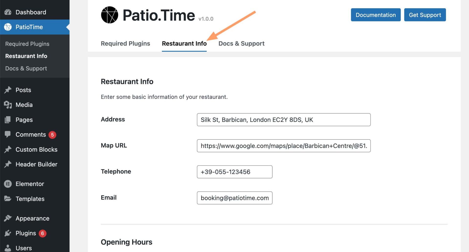 Restaurant Info & Opening Hours – PatioTime Knowledge Base