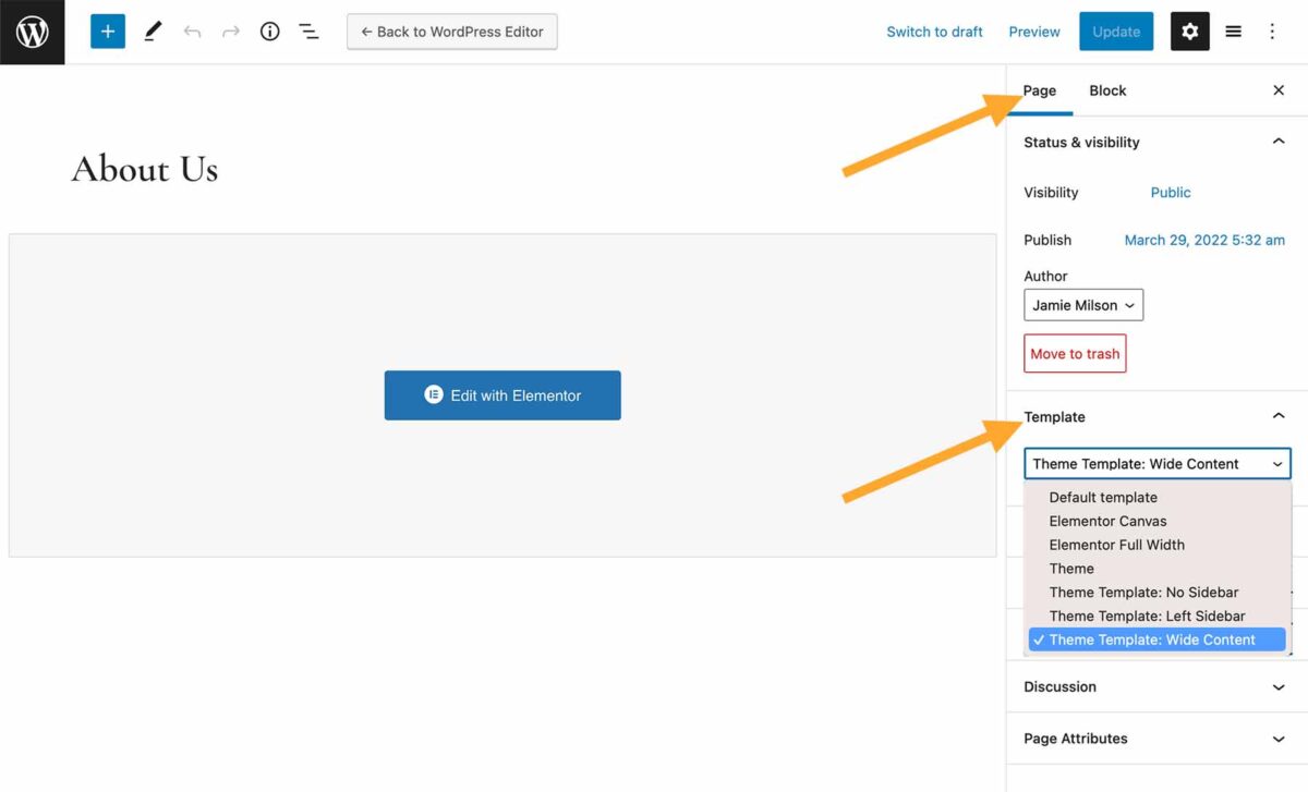 Choose Page Template – PatioTime Knowledge Base