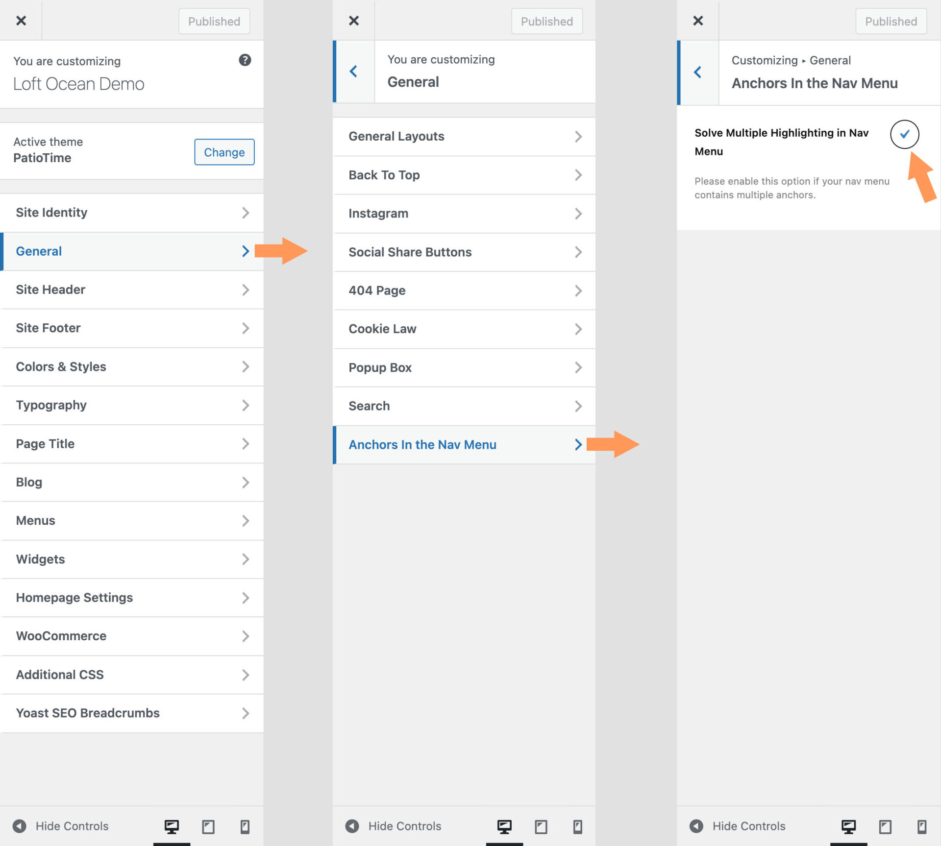 Anchors in Navigation Menu – PatioTime Knowledge Base