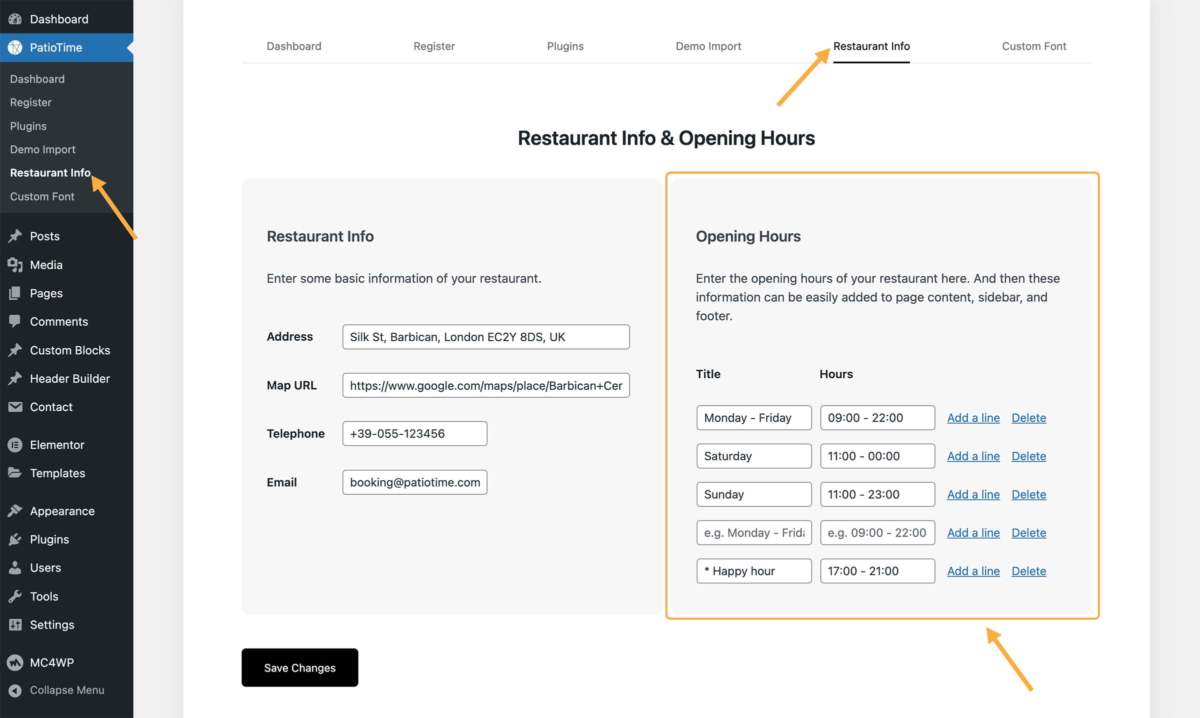 Restaurant Info & Opening Hours – PatioTime Knowledge Base