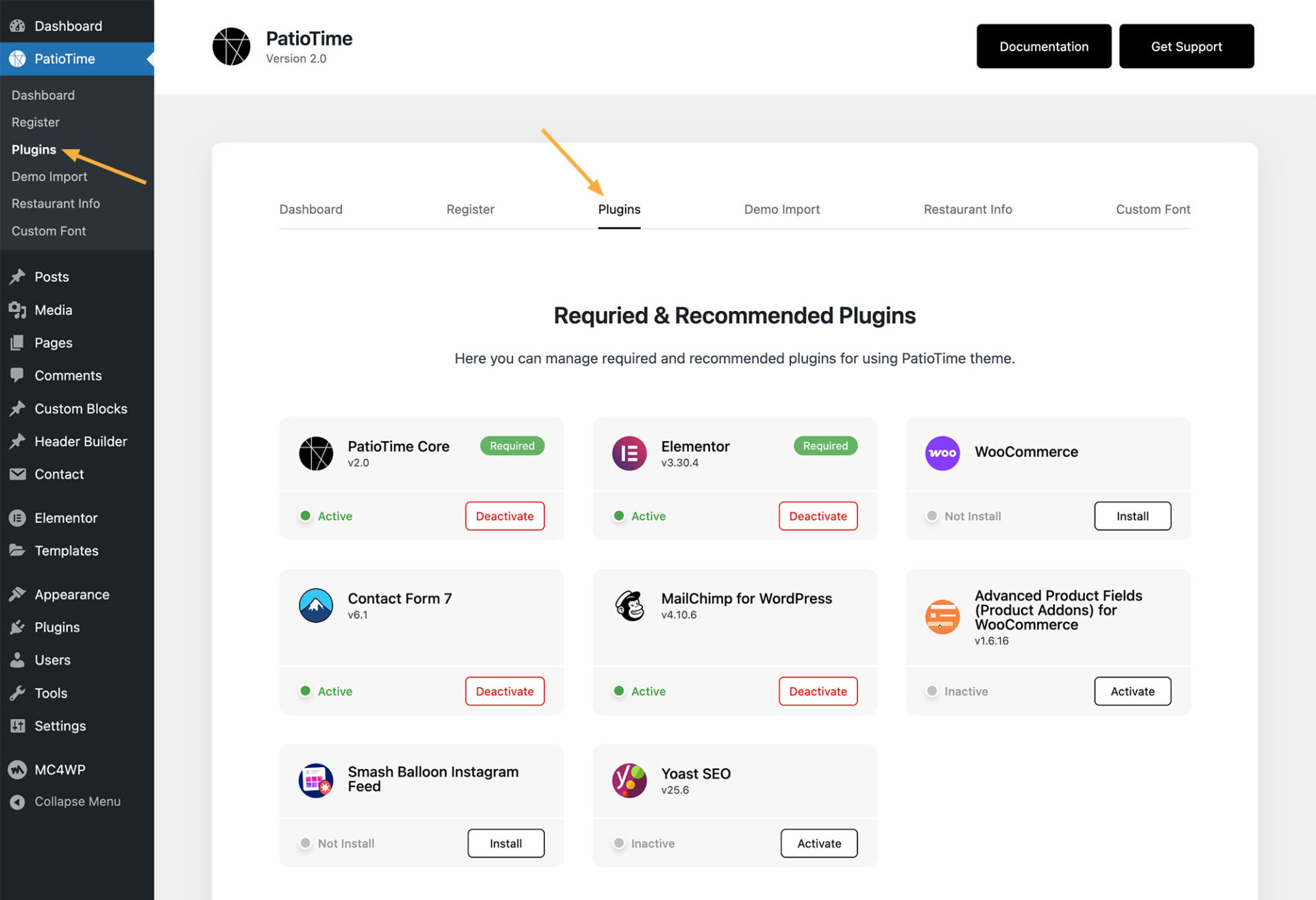 Required & Recommended Plugins – PatioTime Knowledge Base
